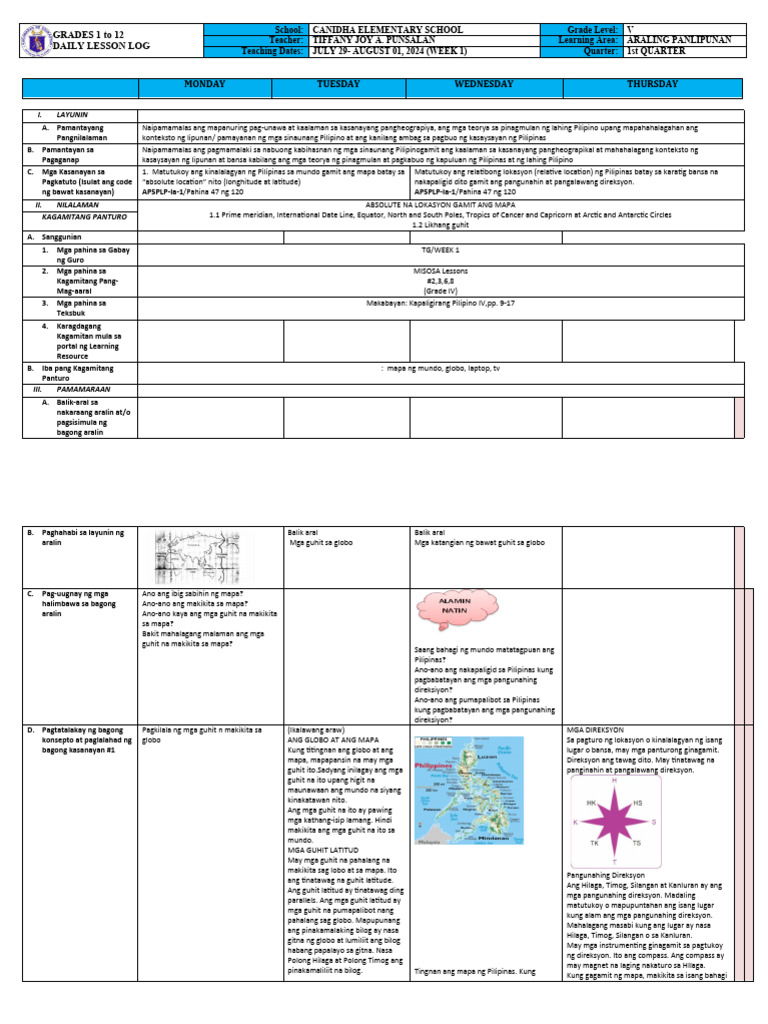 DLL 1st Week Q1 | PDF