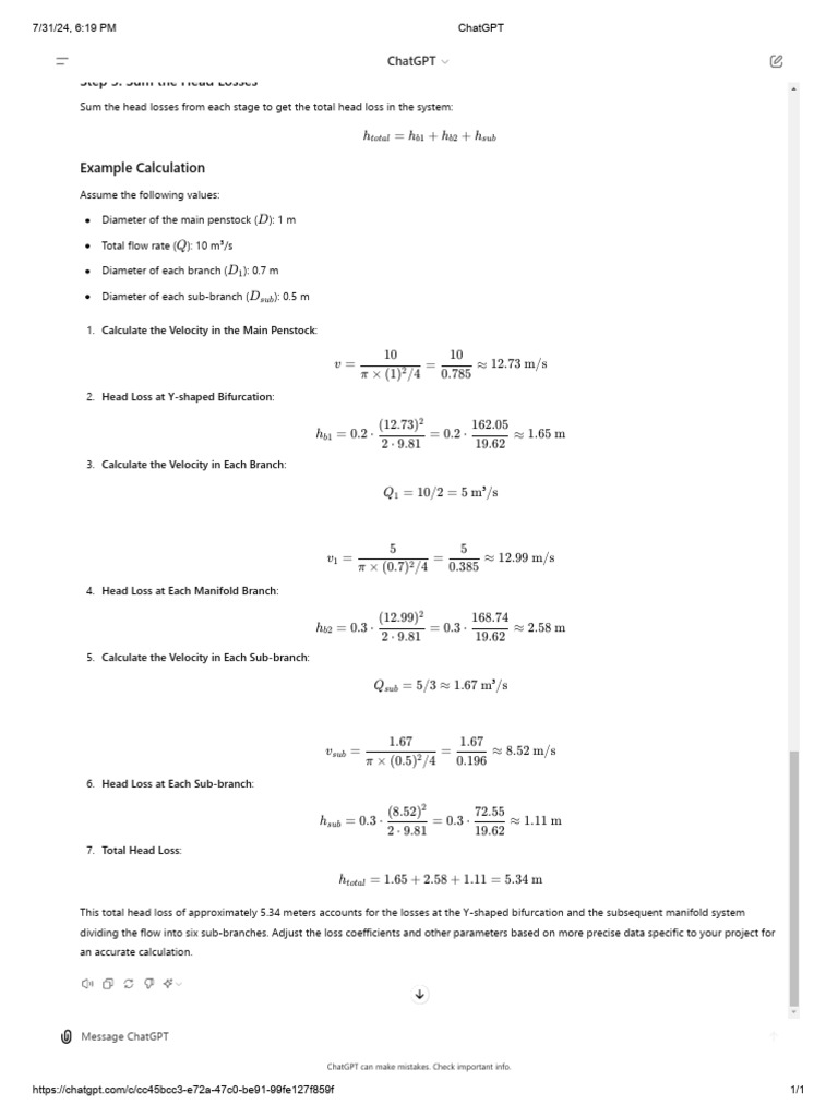 Head Loss Bifurcattion PDF Applied Mathematics