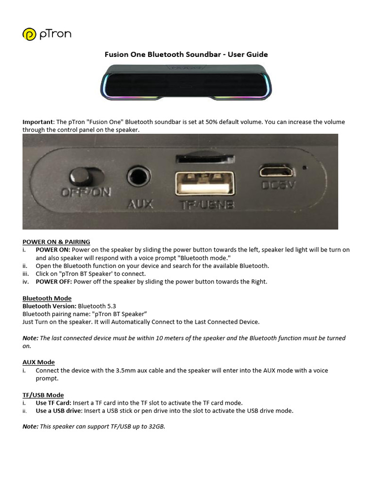 Fusion One User Guide 21-05-2023 | PDF | Bluetooth | Usb