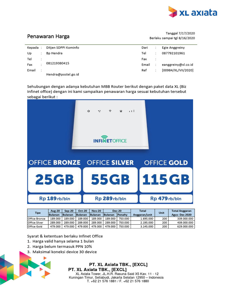 Quotation MBB Router XL (Biz Infinet Office) - Signed | PDF