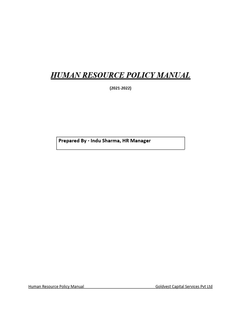 Human Resource Policy Manual Pdf Recruitment Performance Appraisal
