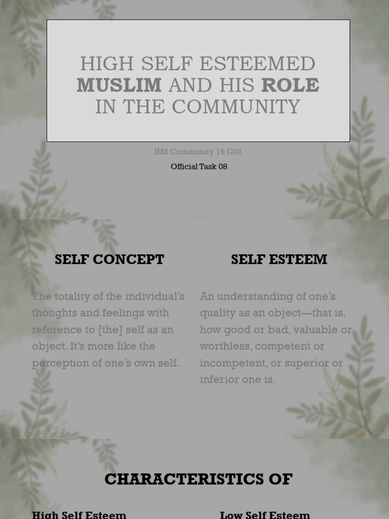 IMS-High Self Esteemed Muslim and His Role in The Community | PDF