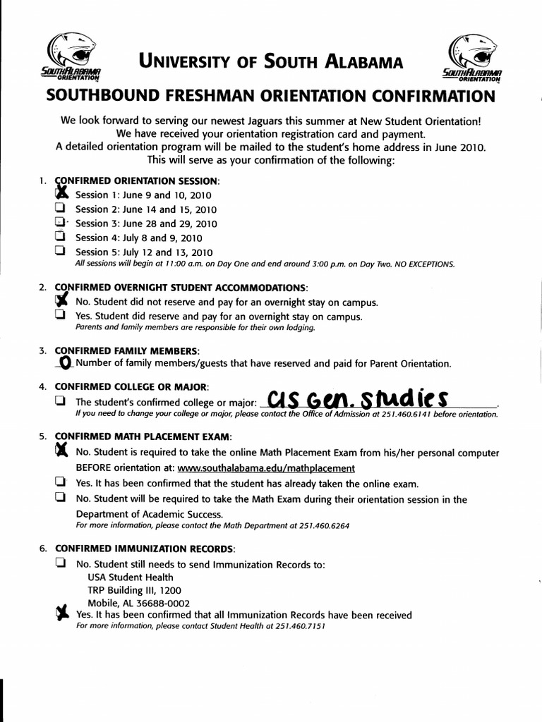South Alabama Orientation | PDF