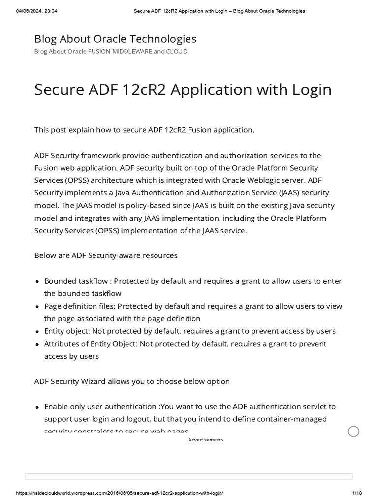 Secure ADF 12cR2 Application With Login - Blog About Oracle ...