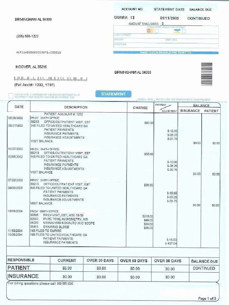 Sample Hospital Billing Statement | PDF