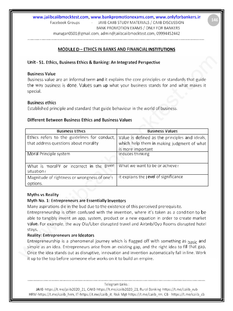 Ethics in Banking Short Notes | PDF
