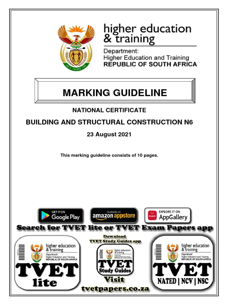 T150 - BUILDING AND STRUCTURAL CONSTRUCTION N6 MEMO AUG 2021 (Ed) | PDF ...