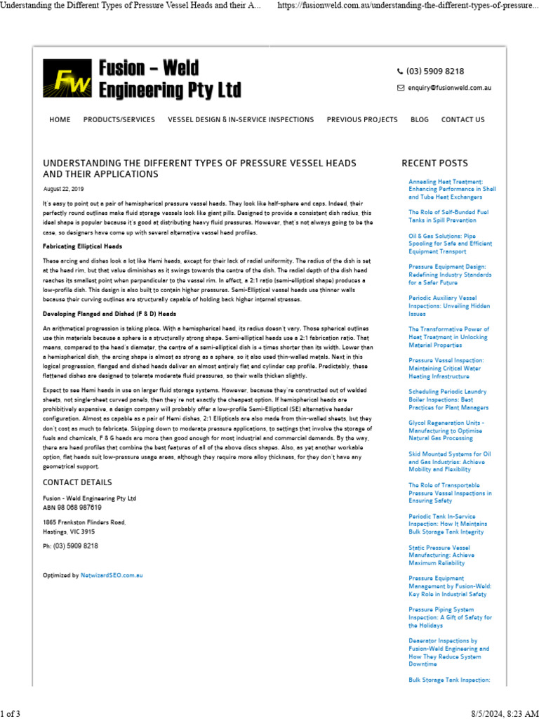 Types of Pressure Vessel Heads Explained | PDF | Sphere | Sheet Metal