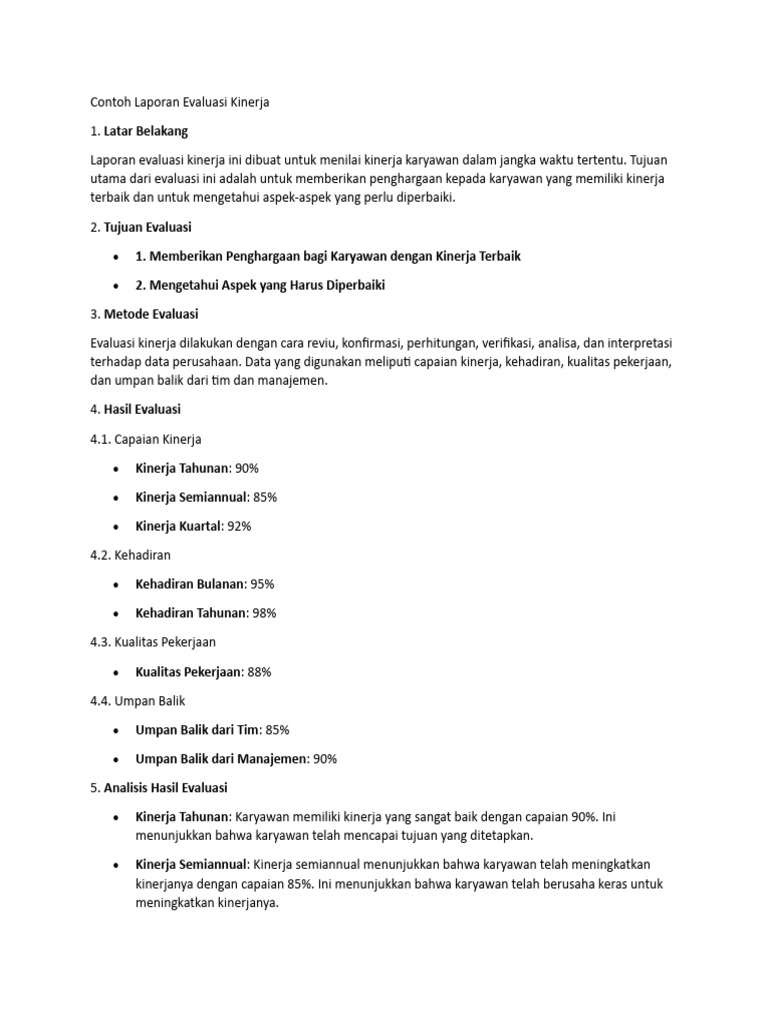 Contoh Laporan Evaluasi Kinerja | PDF