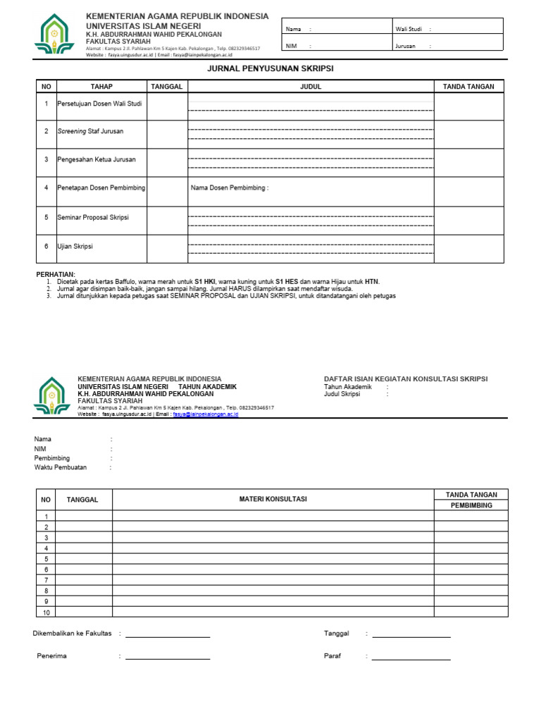 Blanko Konsultasi Skripsi | PDF