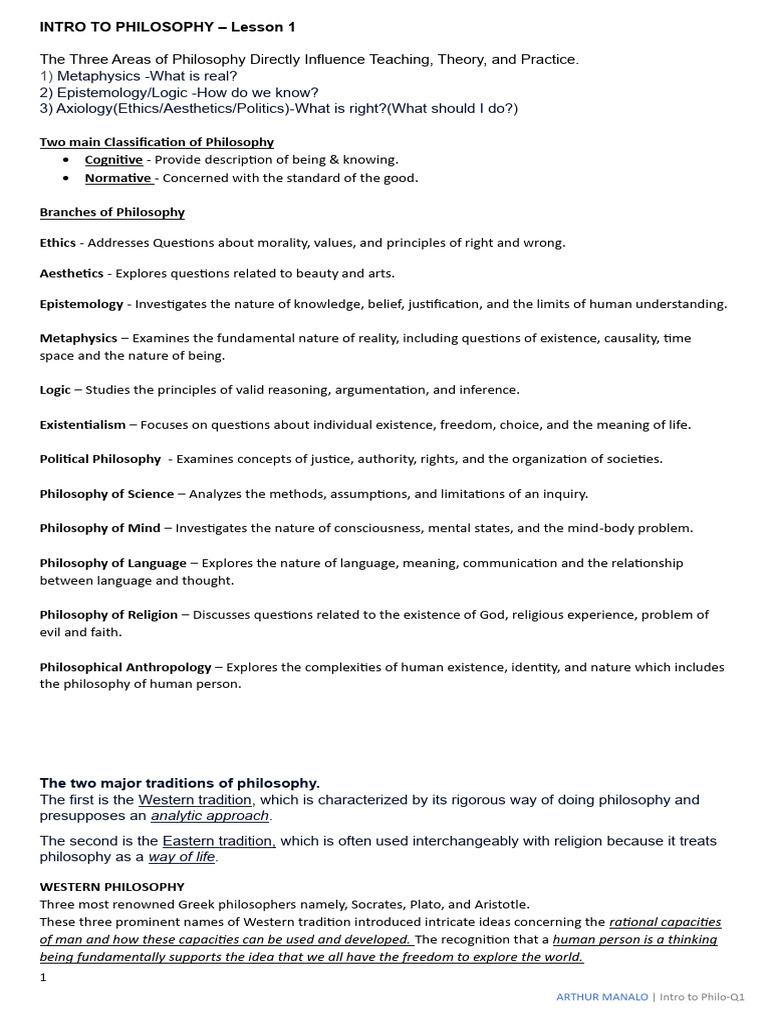 Intro To Philo - Q1 Lesson1 & 2 | PDF | Argument | Liberal Arts Education