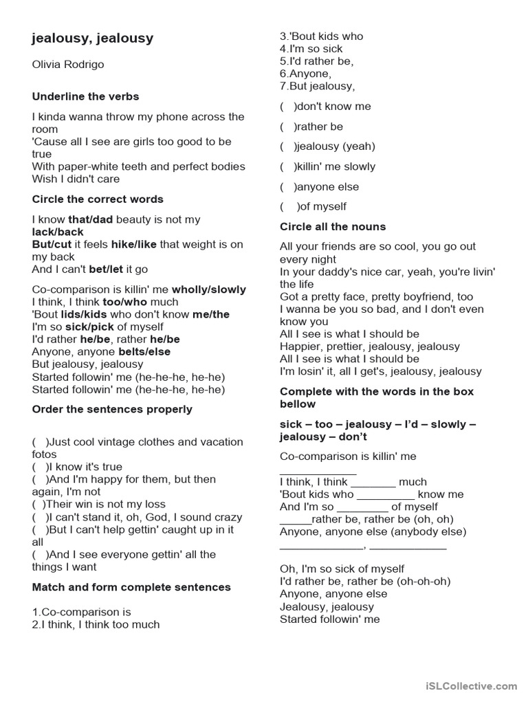 Jealousy in Olivia Rodrigo's Lyrics | PDF | Linguistics | Linguistic ...