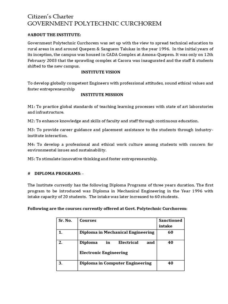 Government Polytechnic Curchorem Overview | PDF | Engineering | Libraries