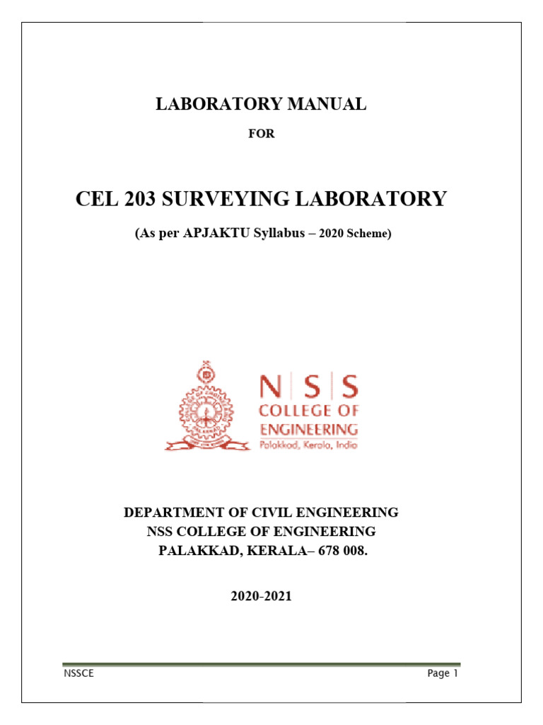 Ktu Survey Lab Manual NEW 2020 | PDF | Surveying | Engineering