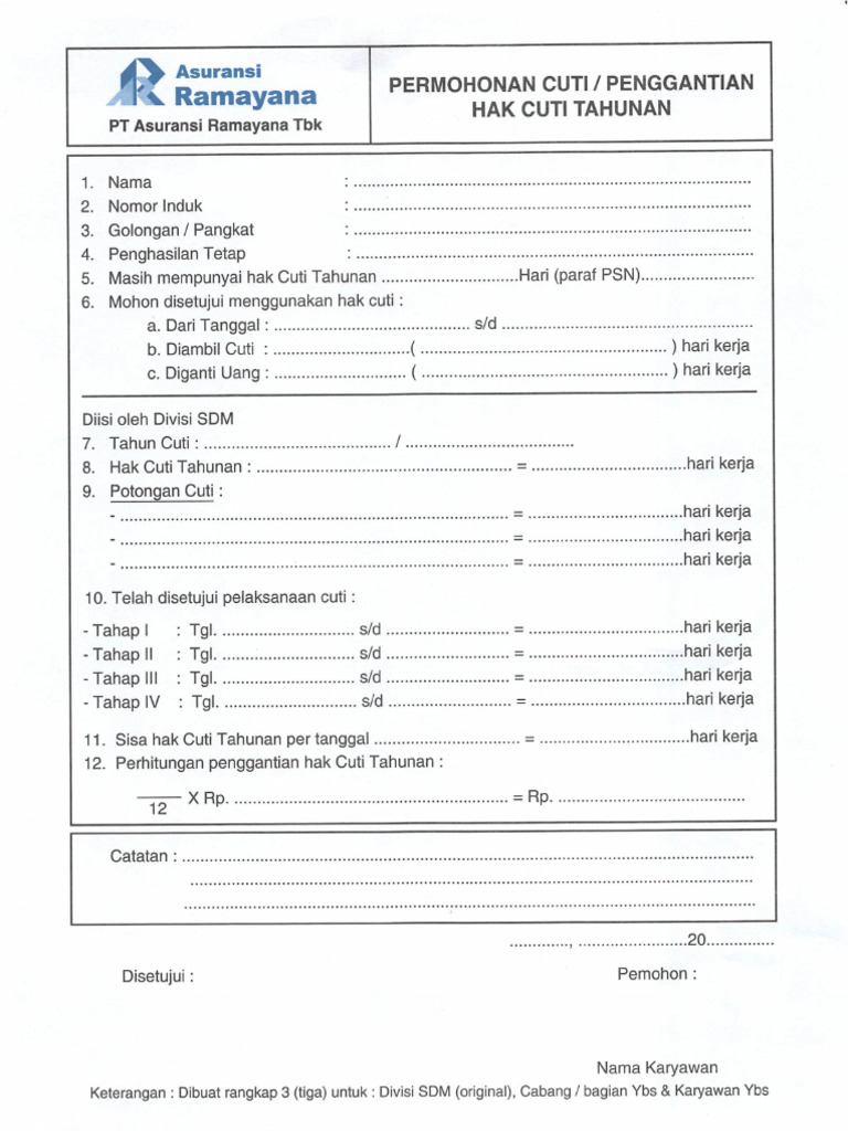 Form Permohonan Cuti | PDF