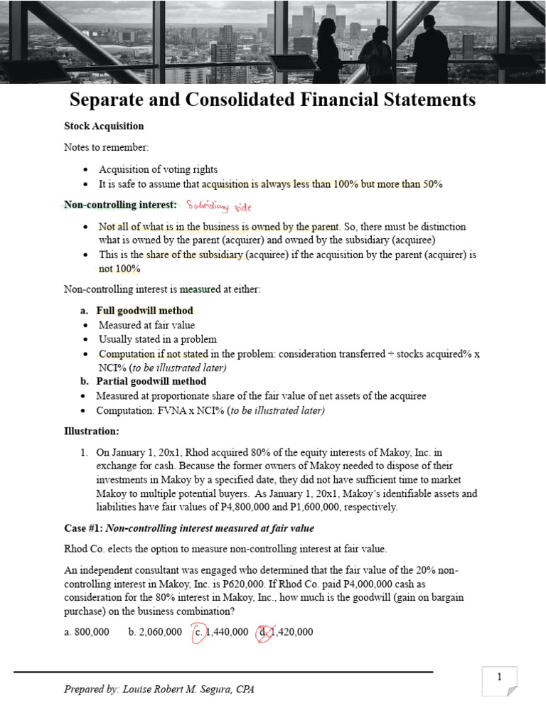 Seperate and Conso FS | PDF | Consolidation (Business) | Goodwill ...