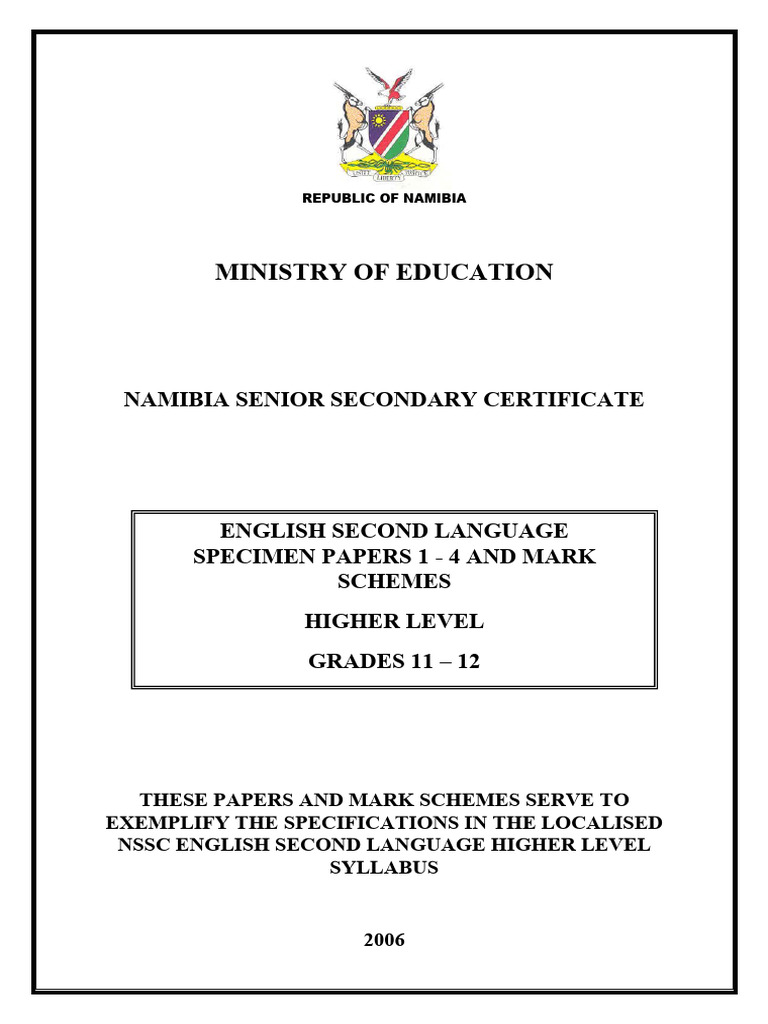 Ministry of Education: Namibia Senior Secondary Certificate | PDF ...