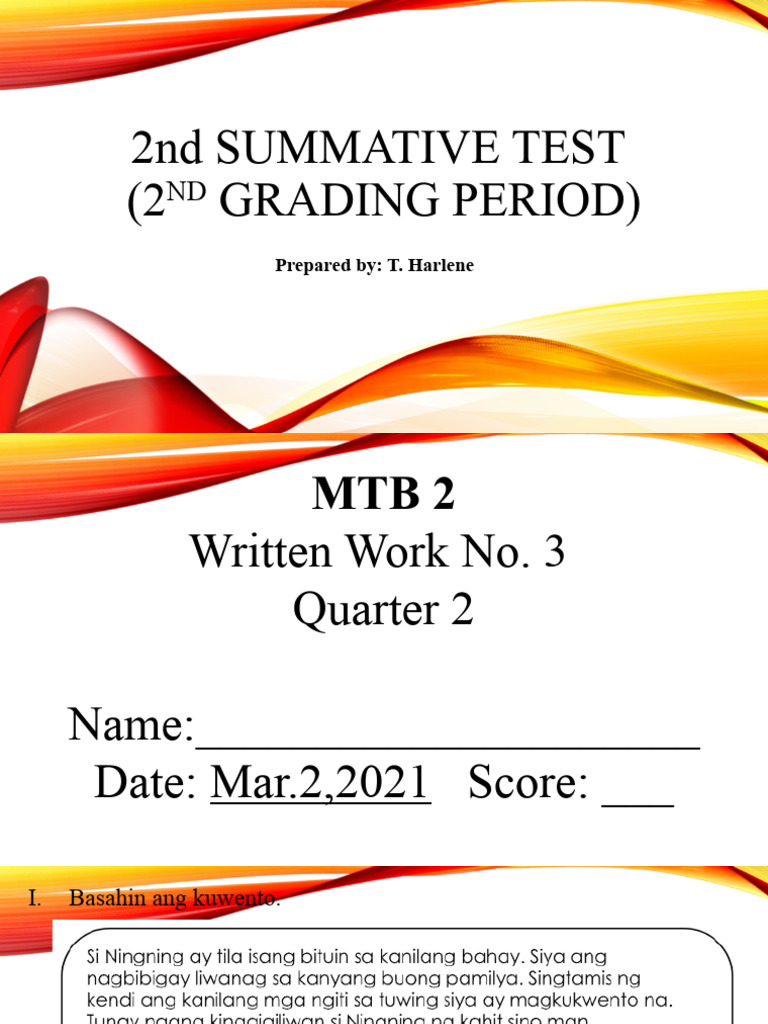 3rd Summative Test (MTB) | PDF