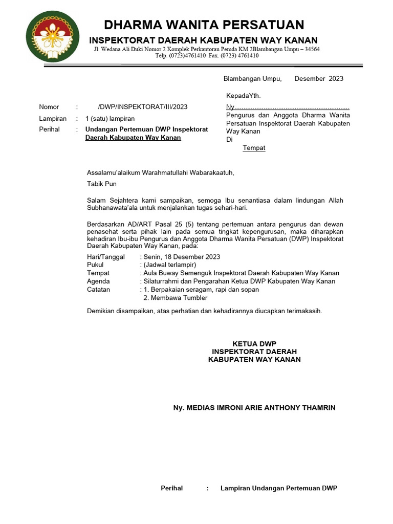 Undangan DWP Ke II-1 | PDF