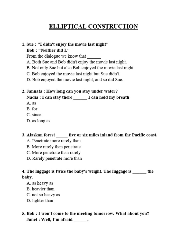 Adult - Elliptical Construction Worksheet | PDF