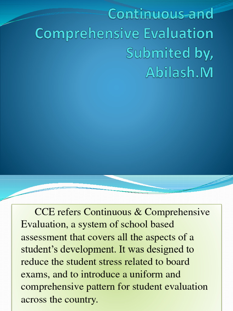 Continuous and Comprehensive Evaluation | PDF | Educational Assessment ...