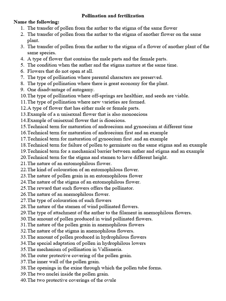 Pollination and Fertilization Concepts Explained | PDF | Flowers | Pollen