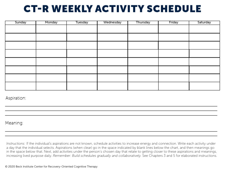 Weekly CT R Activity Schedule | PDF