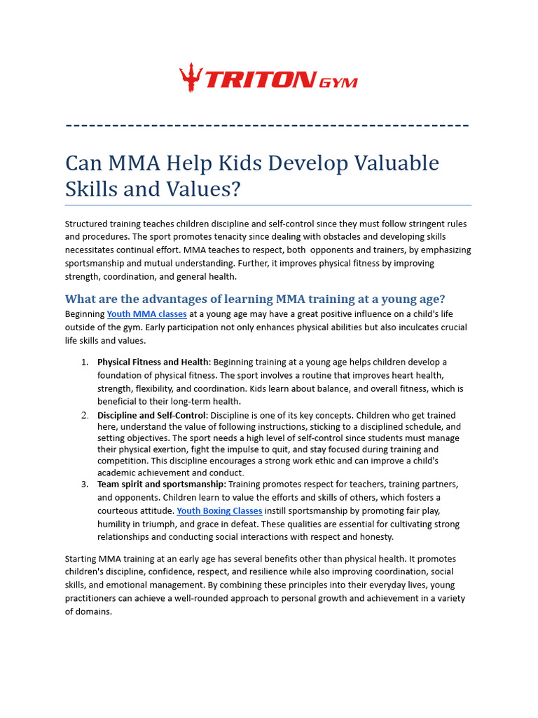 Can MMA Help Kids Develop Valuable Skills and Values | PDF ...
