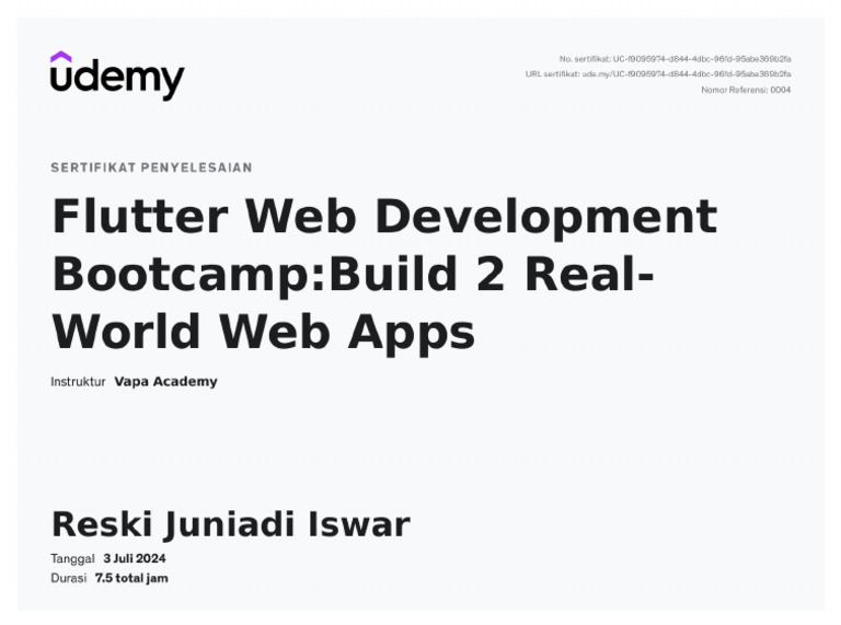 Flutter Web Dev Sertifat 2024 | PDF