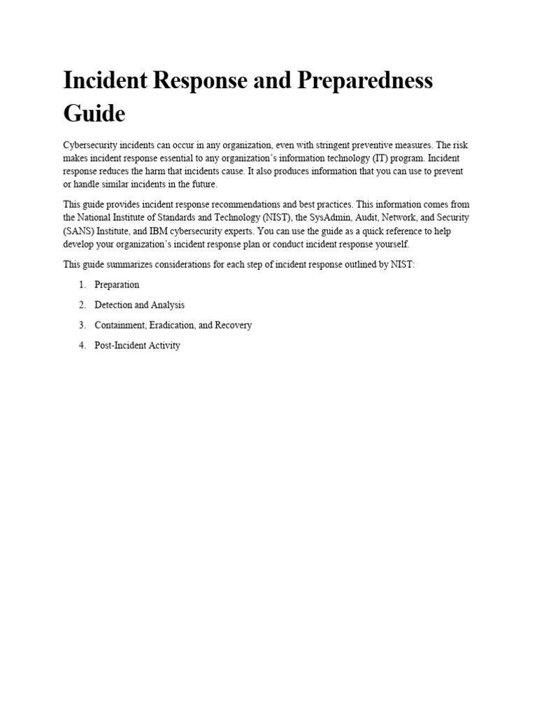 Incident Response Guide | PDF | Computer Security | Security