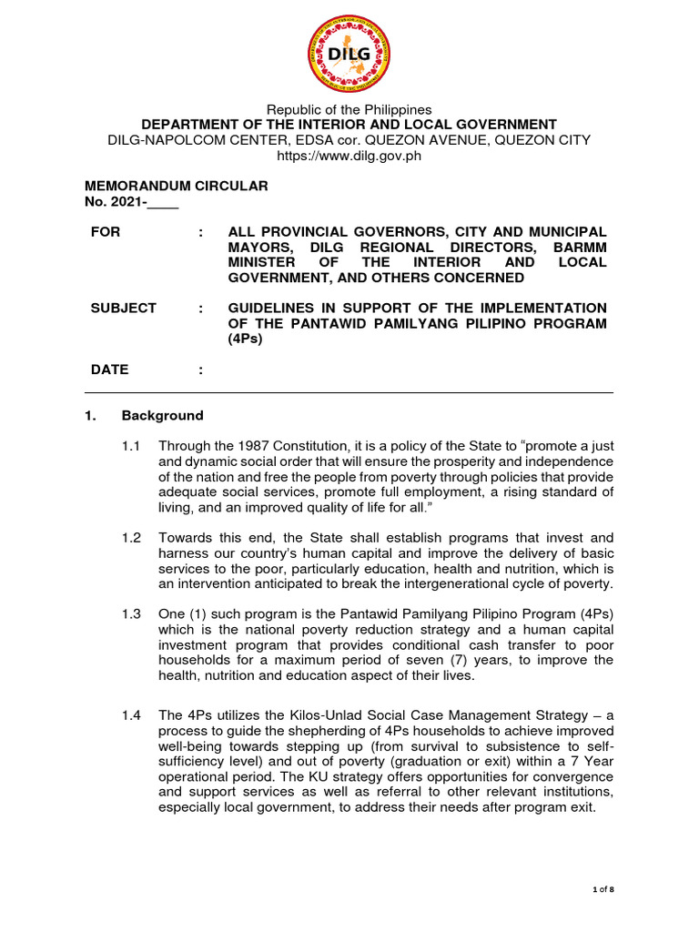 DILG-circular in 4ps | PDF | Poverty | Poverty & Homelessness DILG-circular in 4ps | PDF | Poverty | Poverty & Homelessness