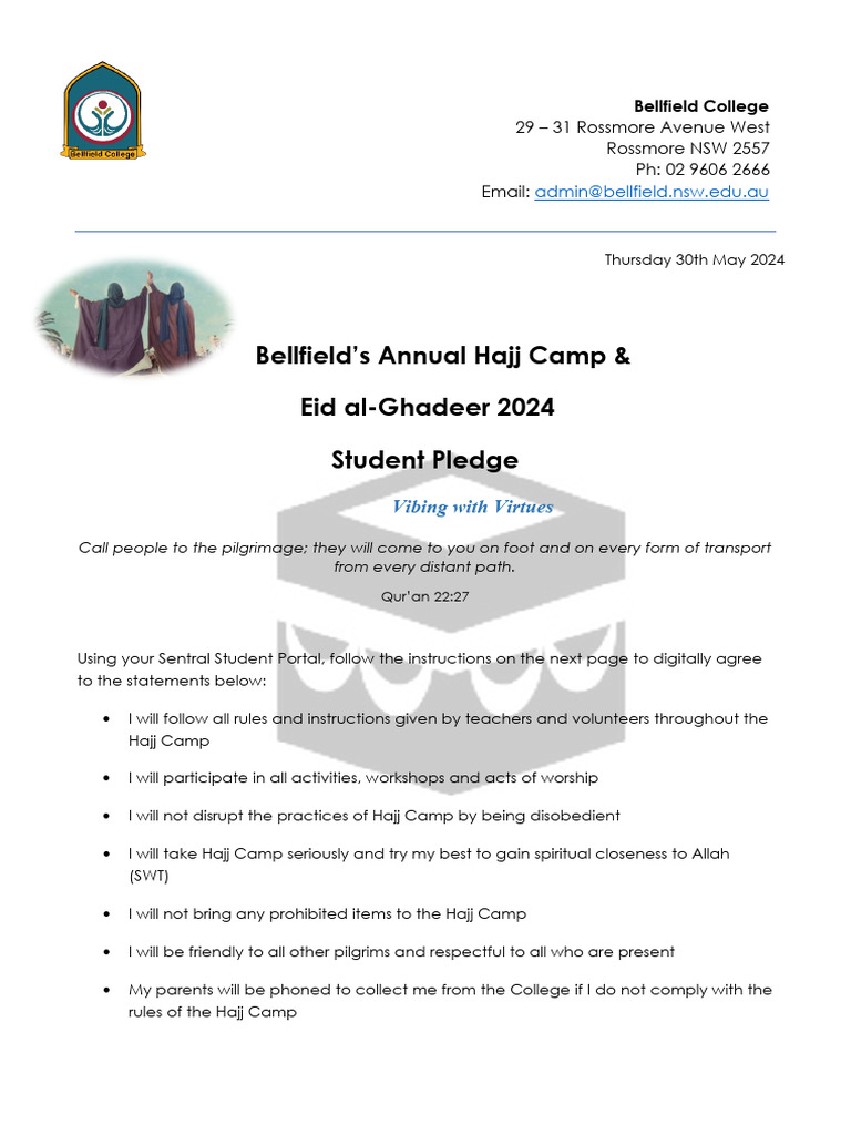 Hajj Camp Student Pledge 2024 | PDF | Hajj