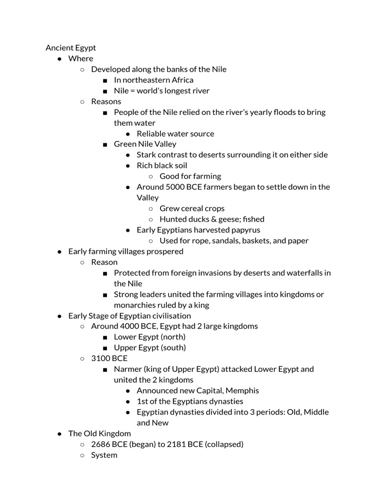 History_ Ancient Egypt; Test Material - Google Docs | PDF | Ancient ...