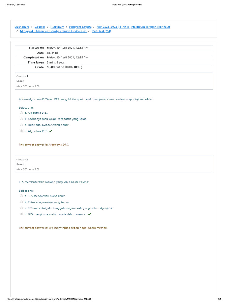 Praktikum Teori Graf: BFS vs DFS | PDF