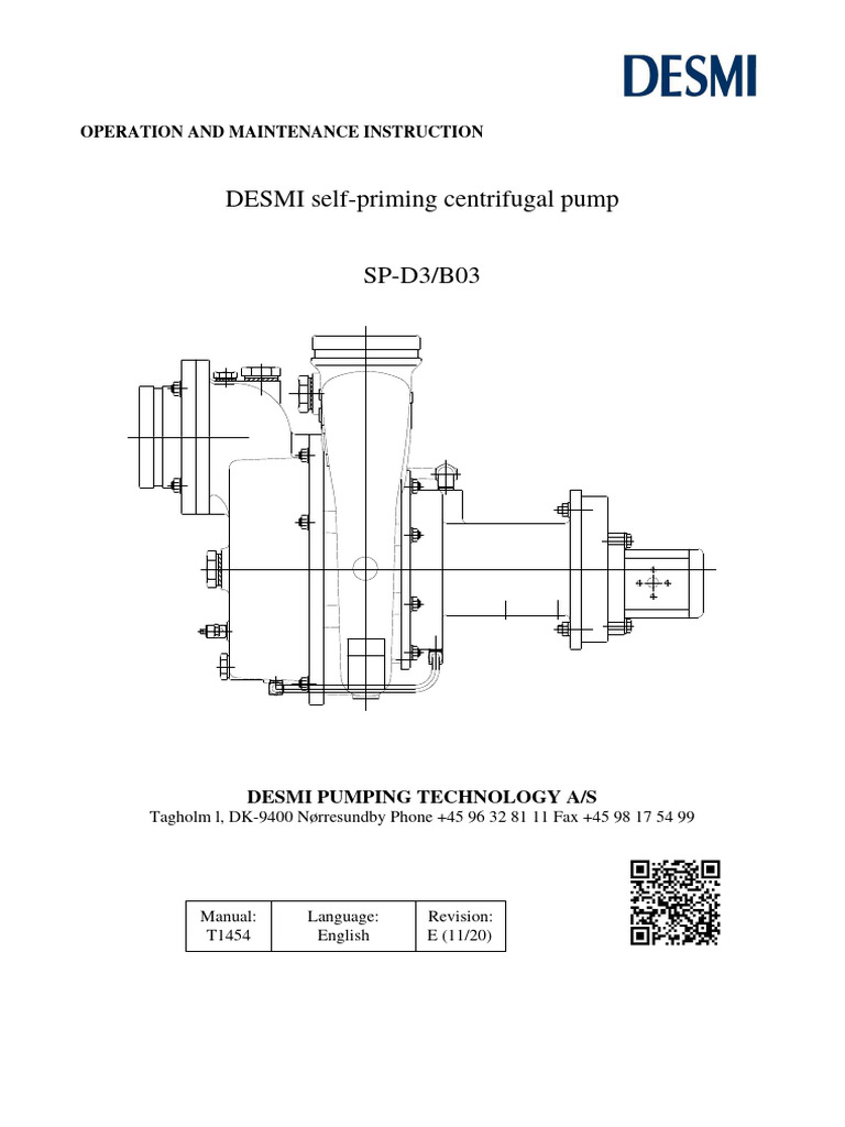 DESMI Self-Priming Centrifugal Pump SP-D3-B03 - T1454uk | PDF | Pump | Valve