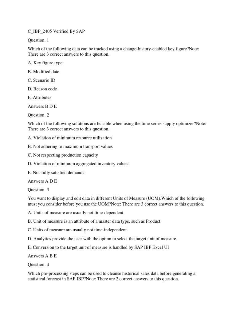 C Ibp 2405 Verified By Sap Pdf Microsoft Excel Inventory