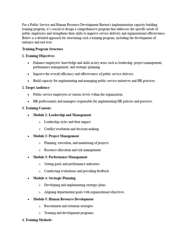 a Public Service and Human Resource Development Bureau's implementation capacity building ...