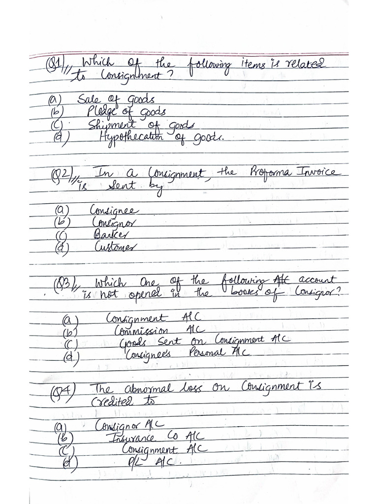 Consignment Test Paper | PDF