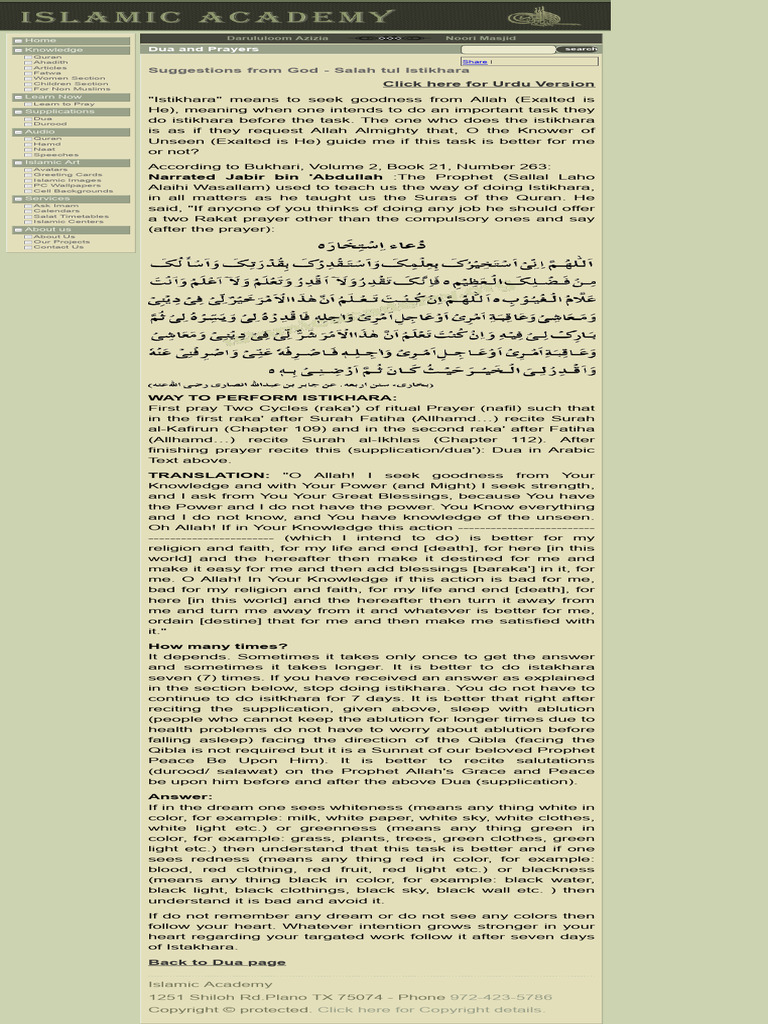 Guide to Istikhara Prayer and Dua | PDF | Surah | Abrahamic Religions