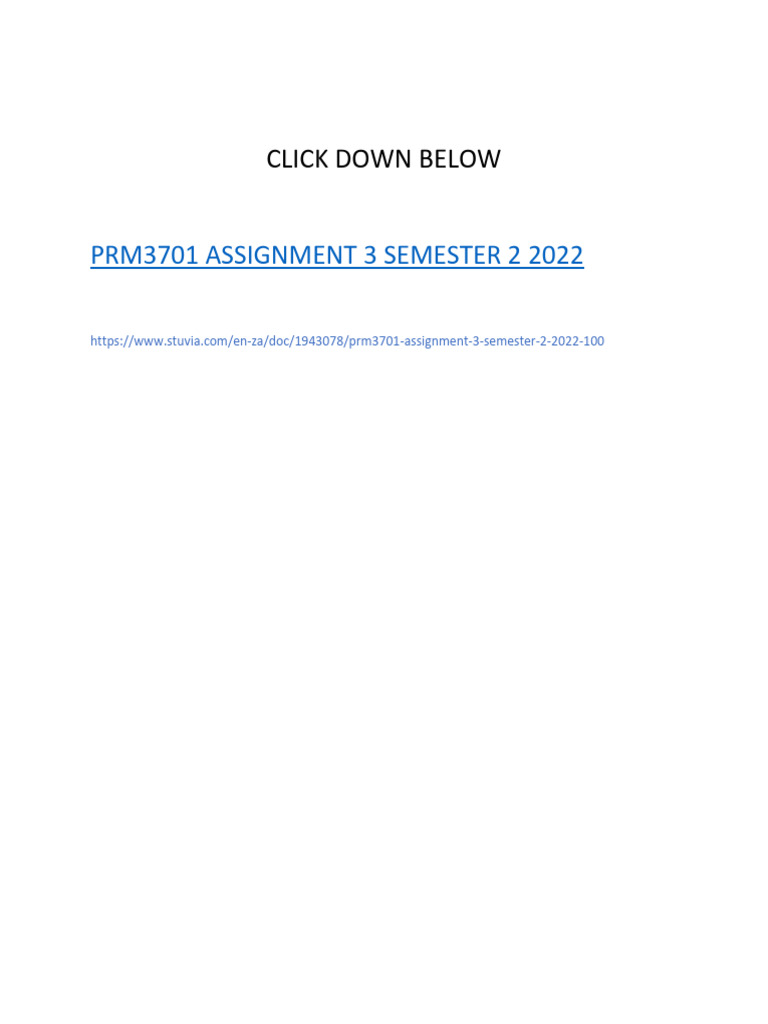 Prm3701 Assignment 3 Semester 2 Two - 2022 | PDF