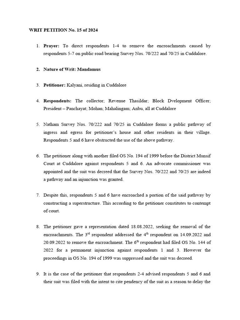 Writ Petition No 3.54.00 PM | PDF | Mandamus | Public Law