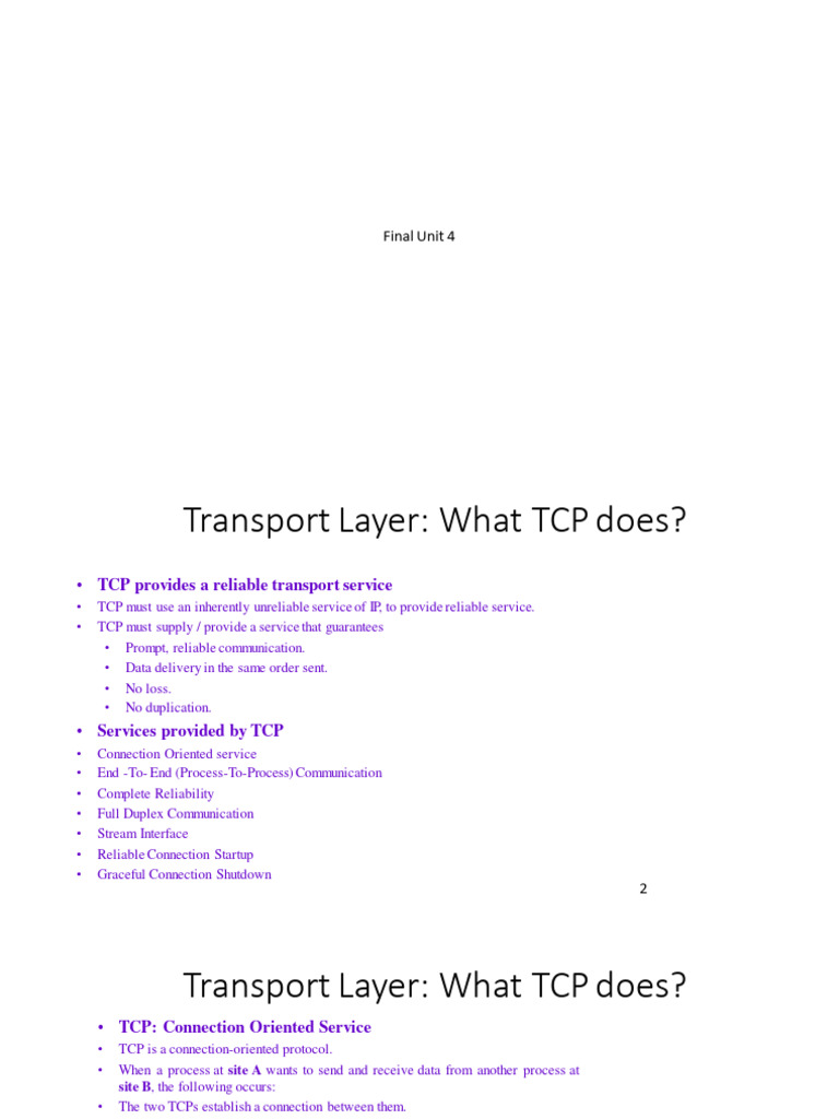 Unit 4 | PDF | Transmission Control Protocol | Port (Computer Networking)
