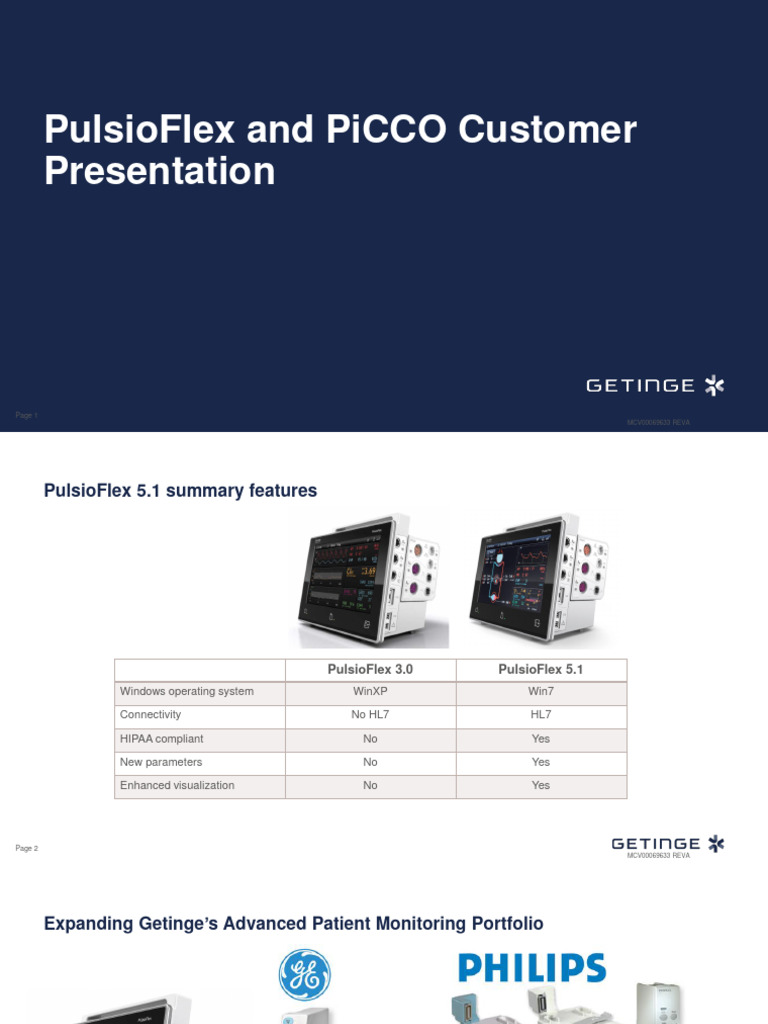 MCV00069633 REVA PulsioFlex PiCCO Launch Customer Presentation-1 | PDF | Edema | Heart