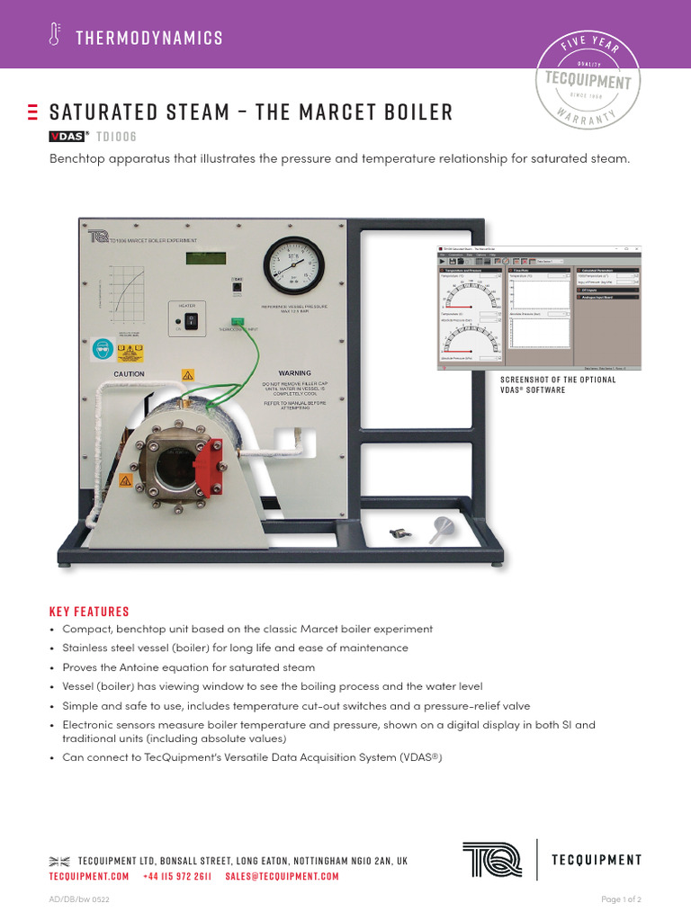 TD1006 Saturated Steam Datasheet | PDF | Boiler | Temperature