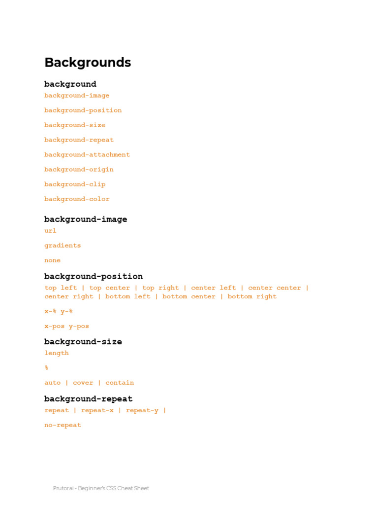 Beginner's CSS Cheat Sheet | PDF | Typefaces | Graphic Design