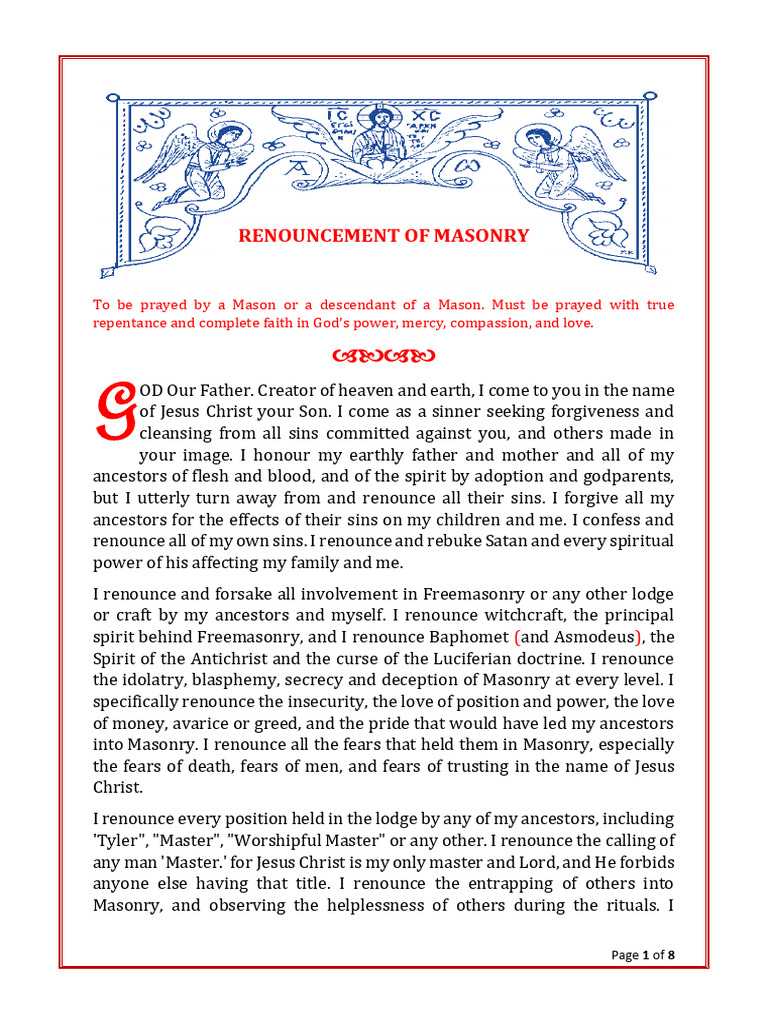 Renouncement of Masonry | PDF | Freemasonry | Jesus