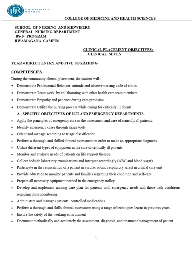 Year 4 Direct Entry and 5 Upgrading Clinical Objectives in Referral ...