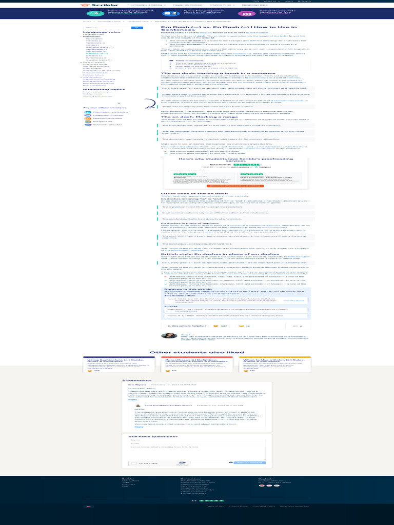 Em Dash (-) vs. en Dash (-) - How To Use in Sentences | PDF ...