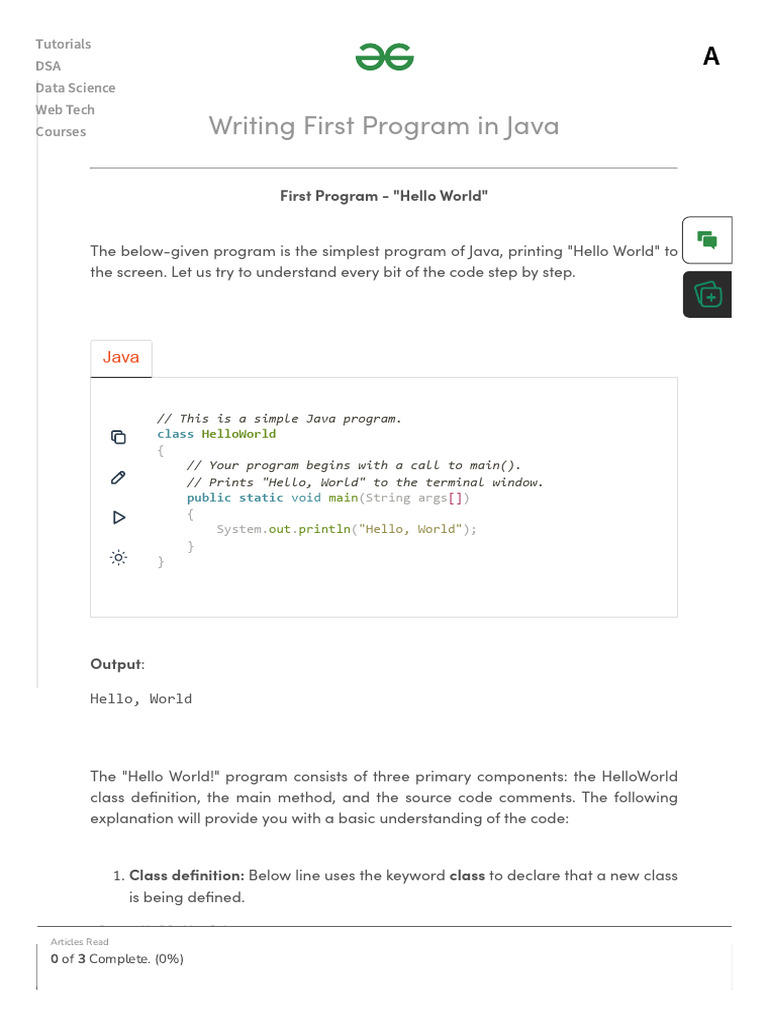 Java Hello World Program Explained | PDF | Java (Programming Language) | Object Oriented Programming