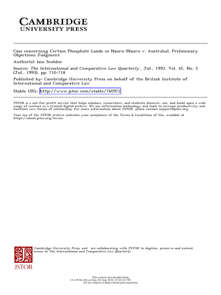 Scobbie CaseconcerningCertain 1993 | PDF | Judgment (Law) | Separation ...